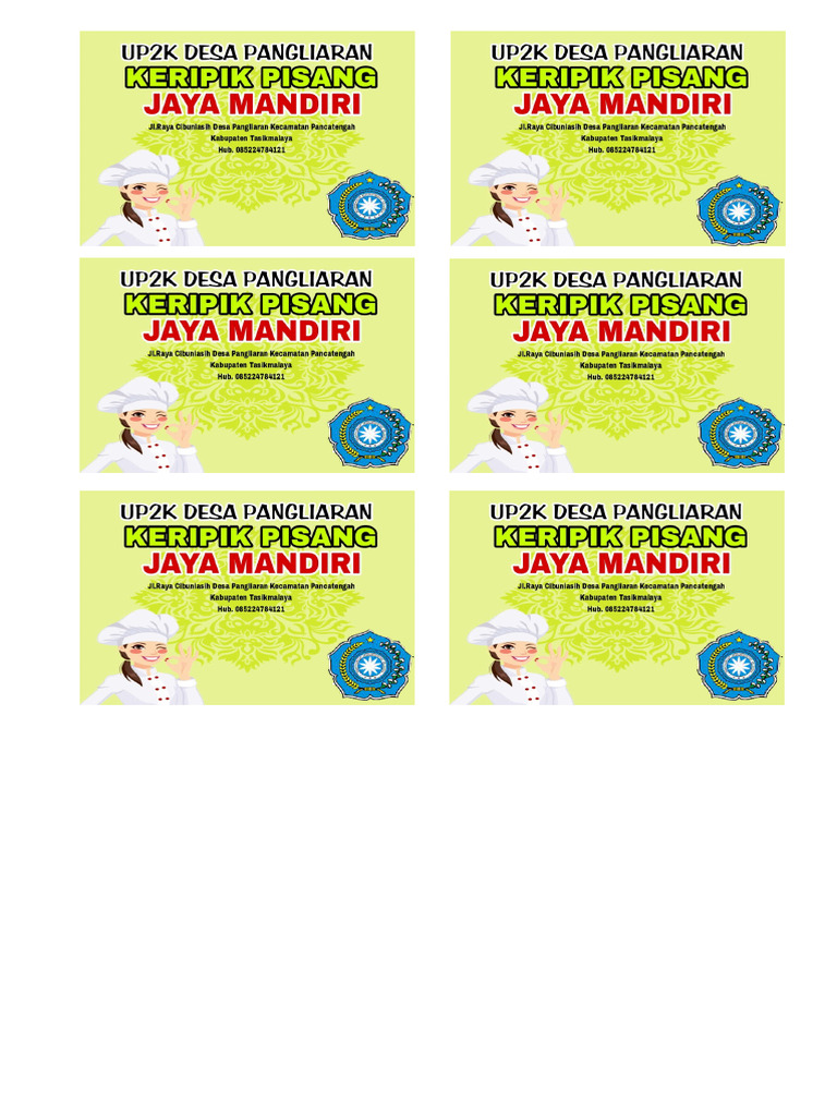 LABEL MAKANAN UP2K PKK Desa Pangliaran | PDF