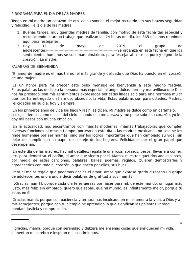 P Rograma para El Dia de Las Madres | PDF | Amor | Gratitud