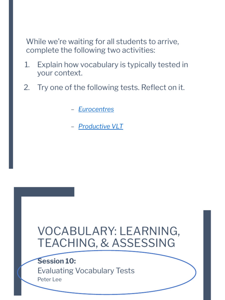 Evaluating Vocabulary Tests | PDF | Vocabulary | Learning