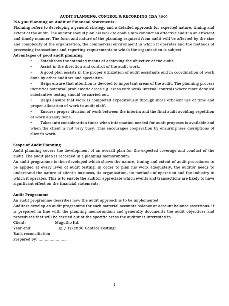Audit Planning and Quality Control Guide | PDF | Audit | Internal Control