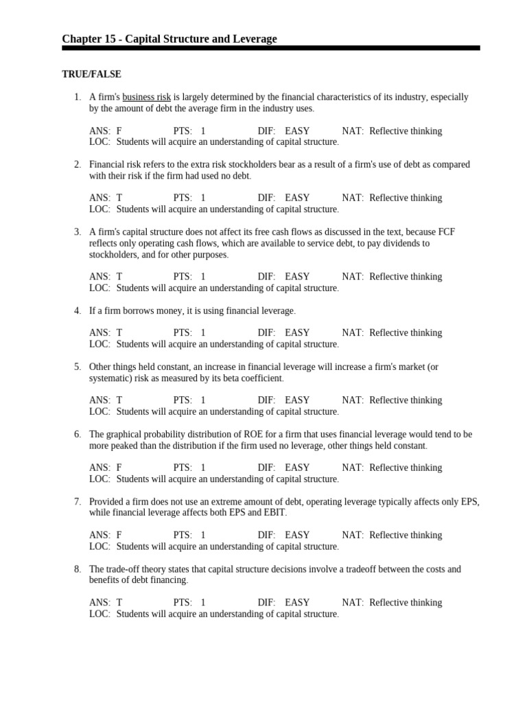 Chapter 15 Capital Structure and Leverage | PDF | Capital Structure | Cost Of Capital