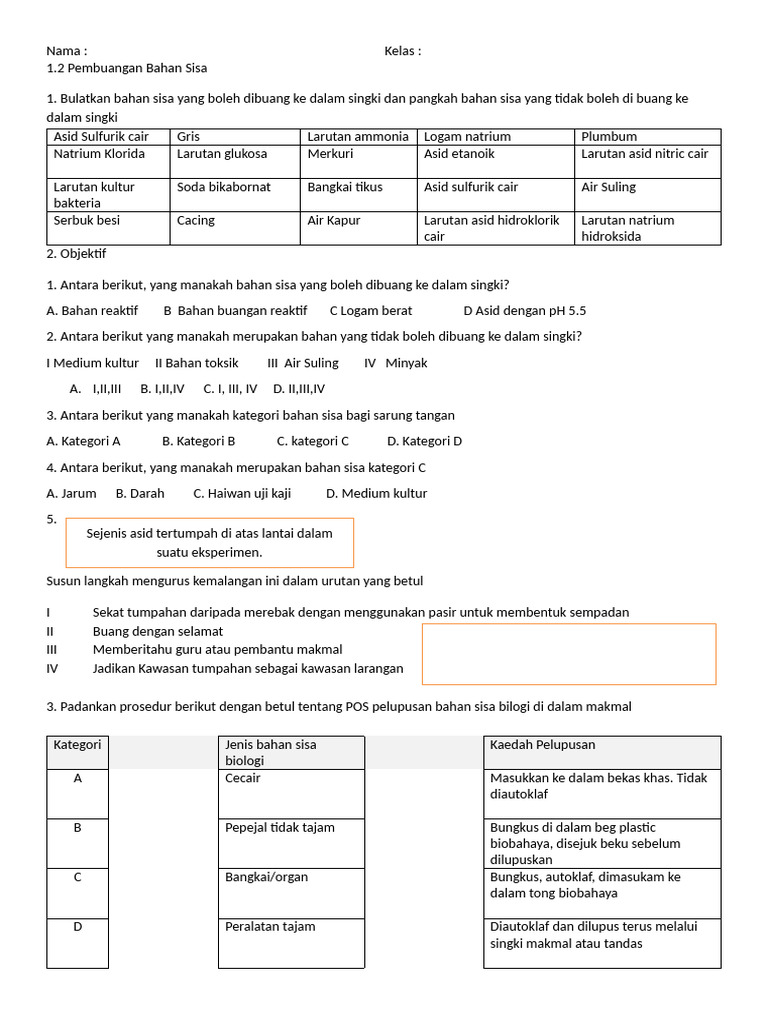 1.2 Pembuangan Bahan Sisa | PDF