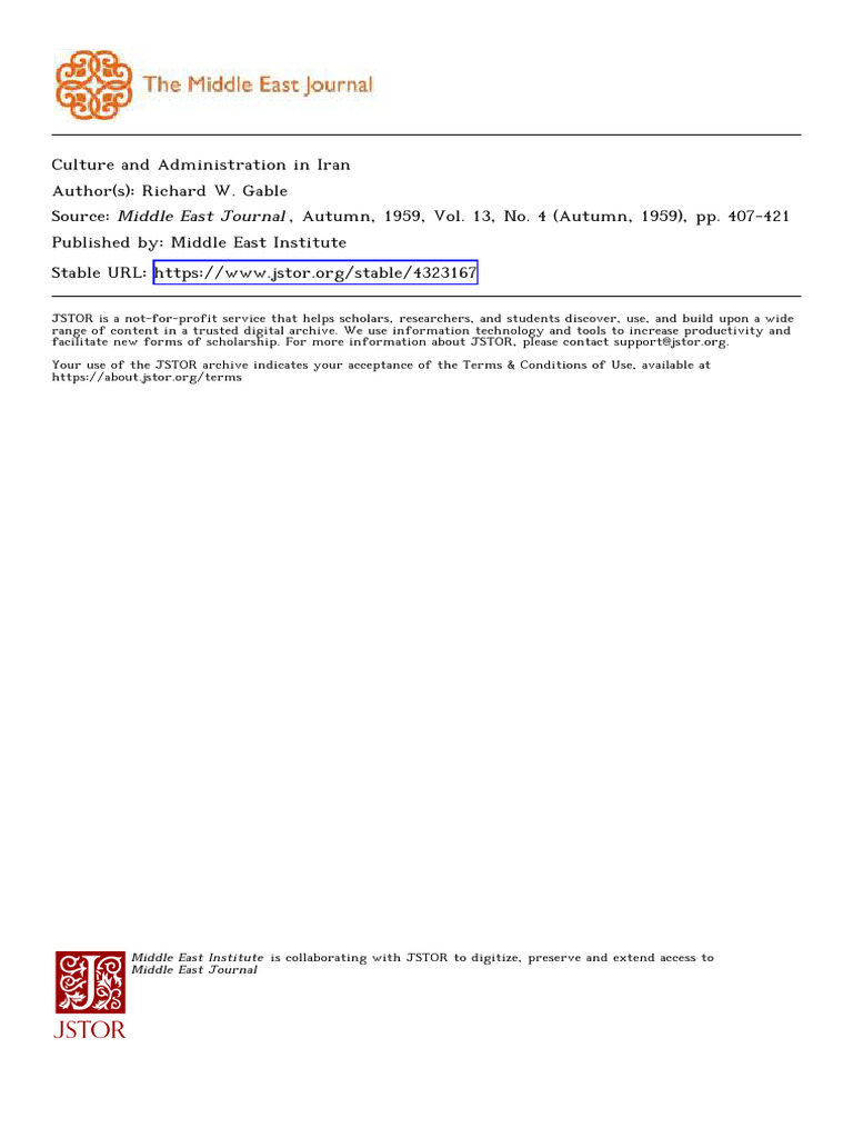 Gable CultureAdministrationIran 1959 | PDF | Iran | Individualism