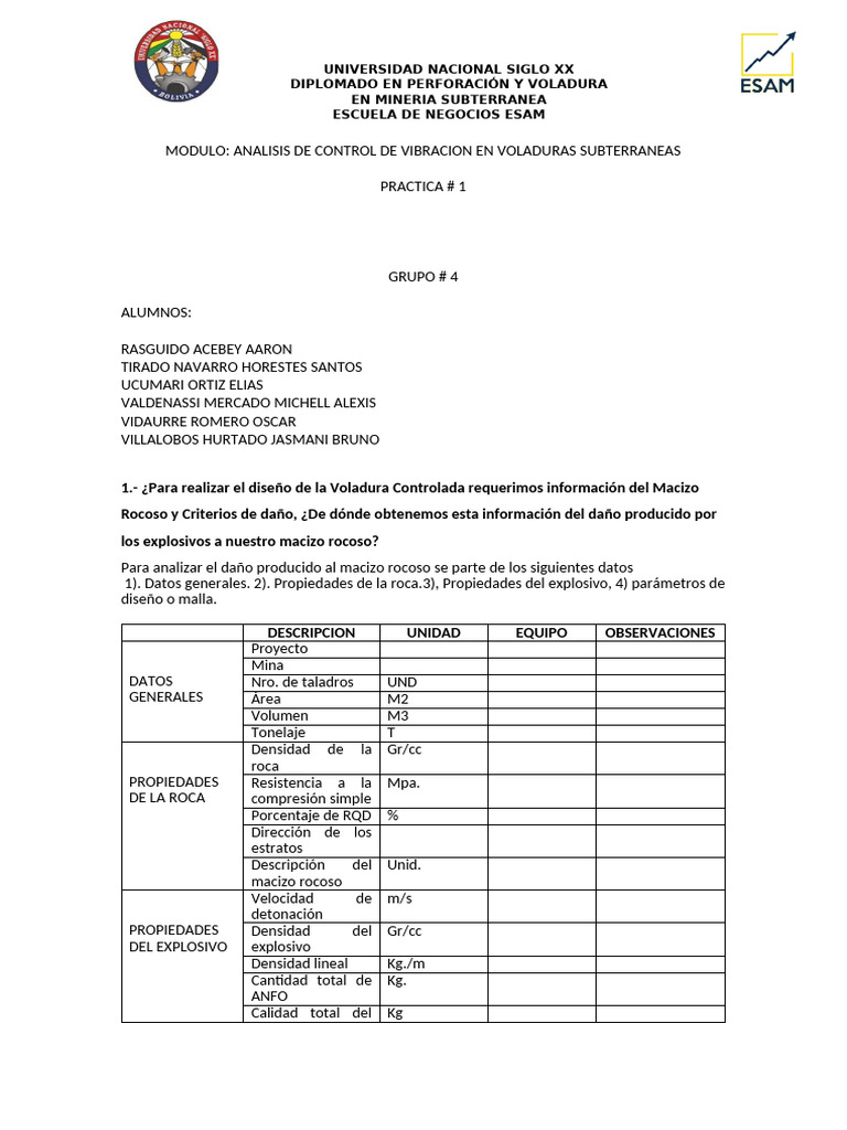Practica # 1 Rev1 | PDF | Minería | Roca (geología)