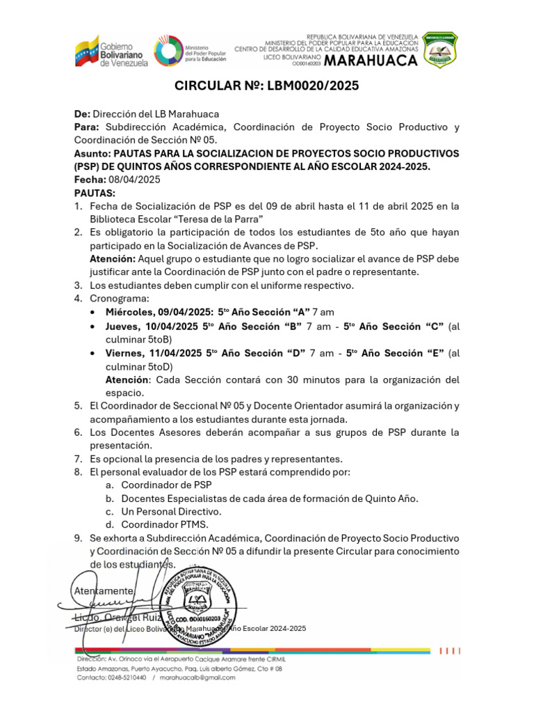 Circular 020 MHC PSP | PDF