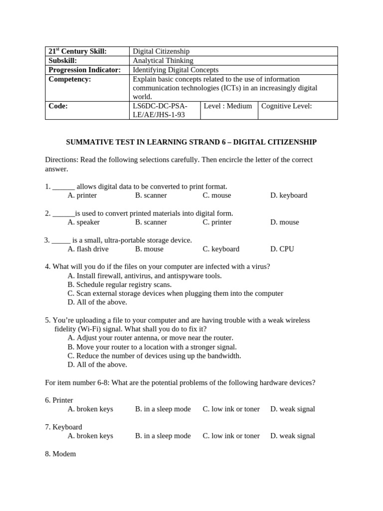 GROUP 7 - Summative Test LS6 | PDF | Spreadsheet | World Wide Web