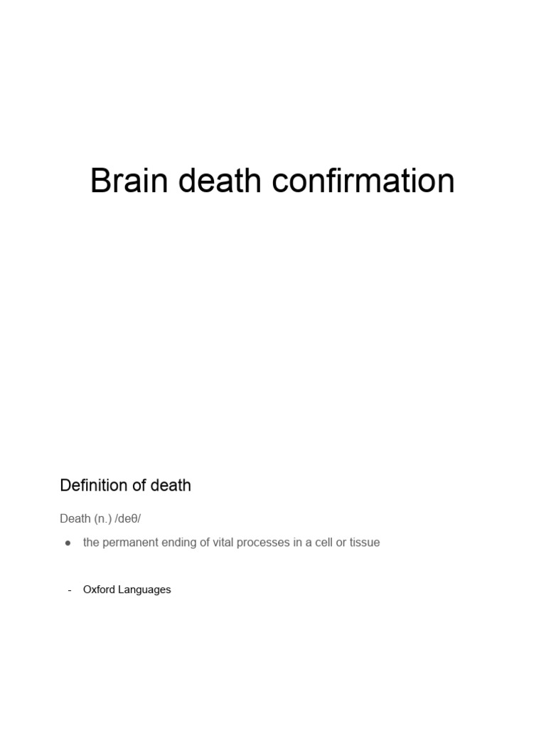 Brain Death Confirmation | PDF | Death | Physiology