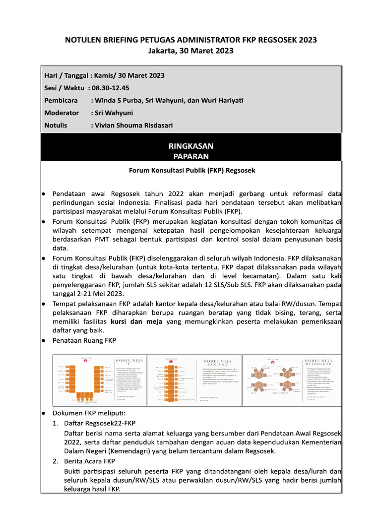 Notulen Briefing Administrasi FKP | PDF