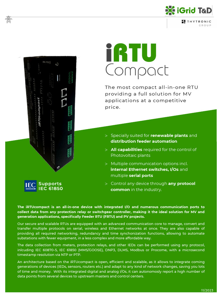 iRTUcompact Brochure-11.2023 | PDF | Programmable Logic Controller | Computer Network