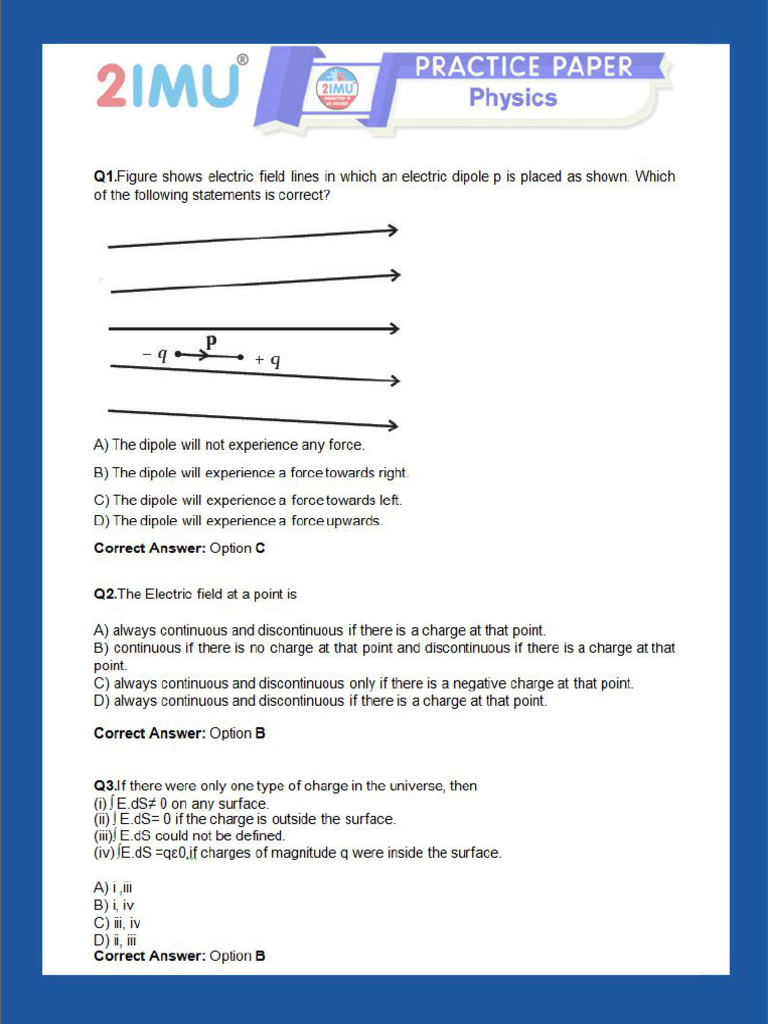 2imu®mock Practice Paper - Physics - 1 | PDF