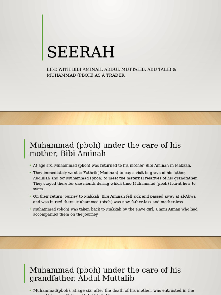 SEERAH - Life With Aminah, Abdul Muttalib, Abu Talib & Muhammad (Pboh ...