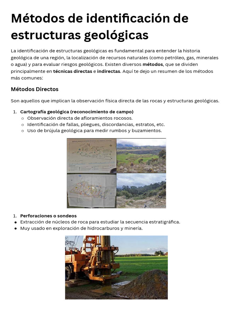 Métodos de Identificación de Estructuras Geológicas | PDF