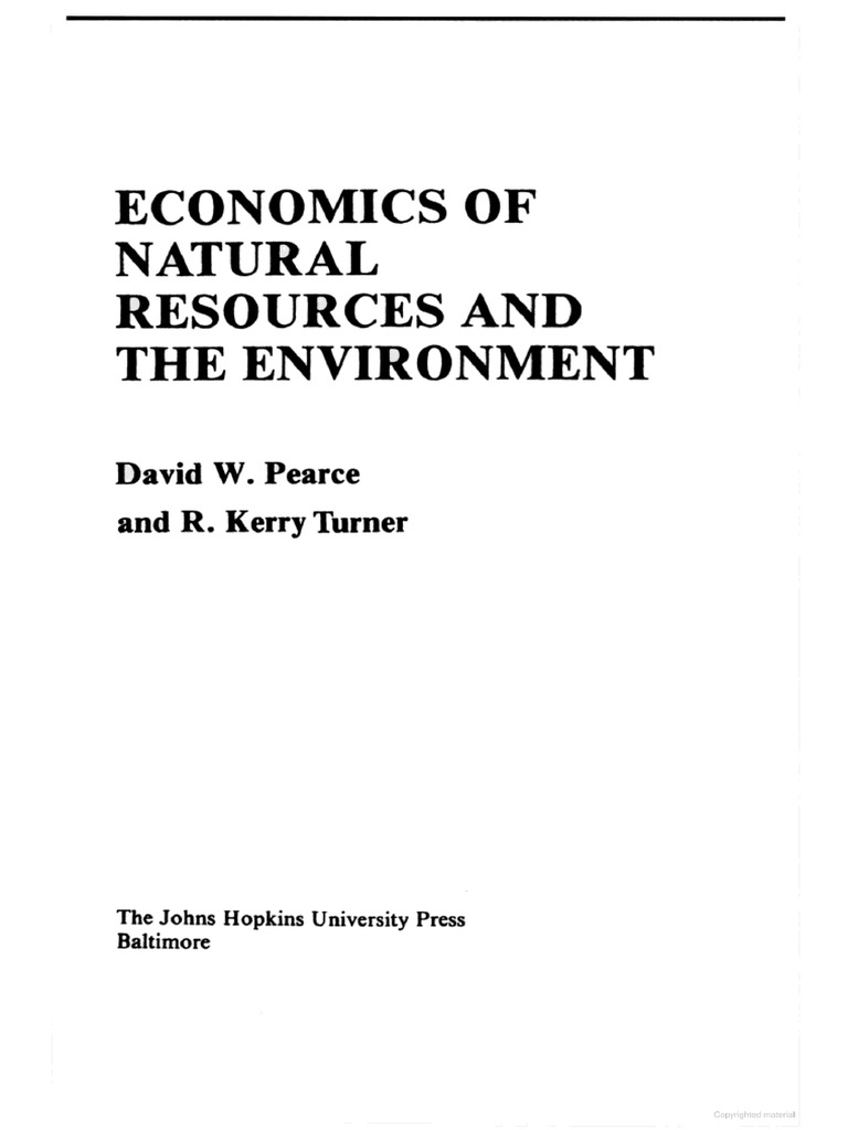 Economics of Natural Resources and Environment 1 | PDF