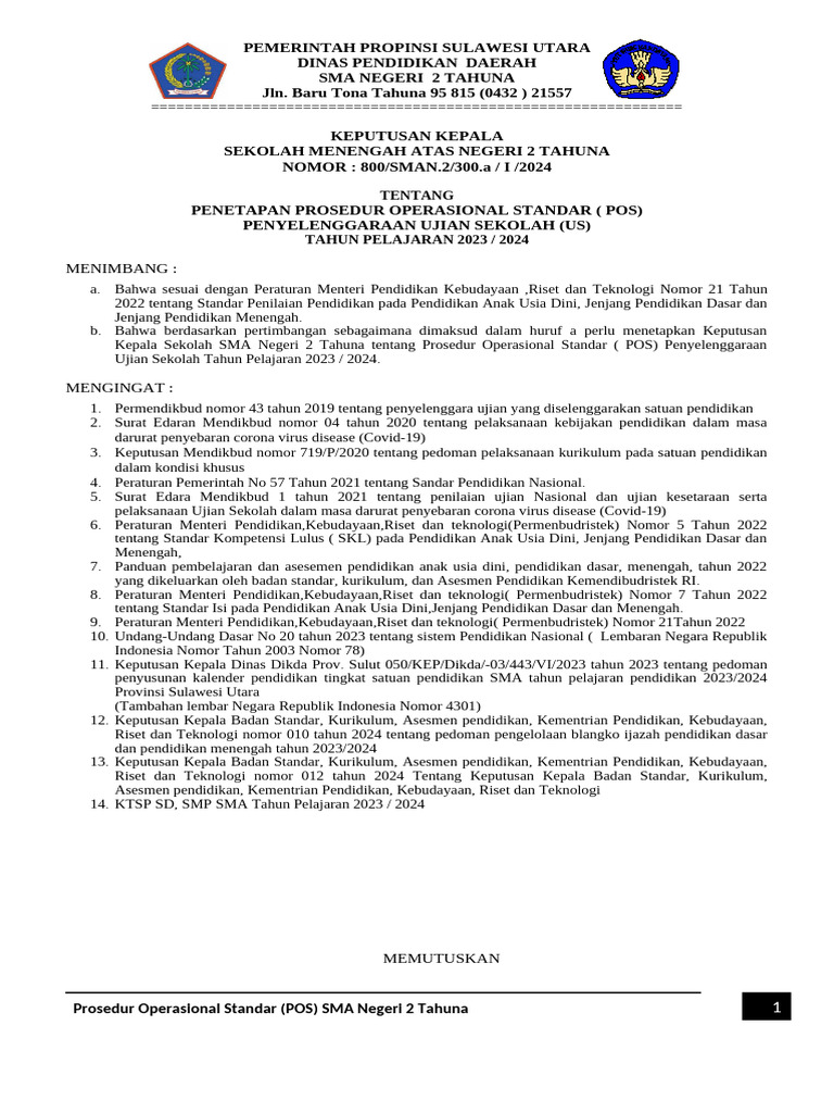 Petunjuk Operasional Sekolah New Fiks | PDF