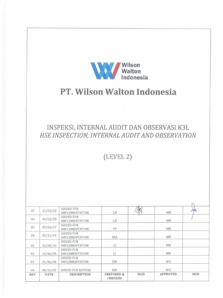 Prosedur Inspeksi, Internal Audit & Observasi K3L | PDF