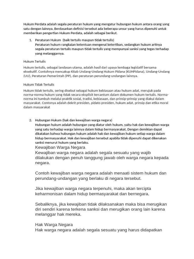 Hukum Perdata Adalah Segala Peraturan Hukum Yang Mengatur Hubungan ...