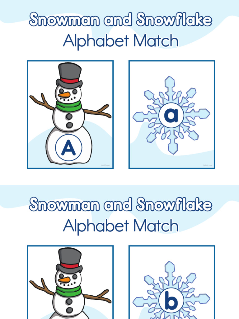 Color Snowman and Snowflake Alphabet Match | PDF