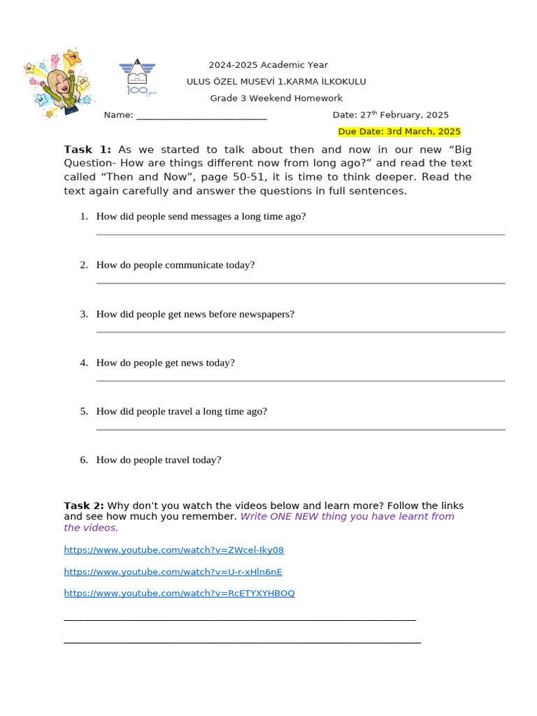 Grade 3 Weekend Homework Week 4 | PDF