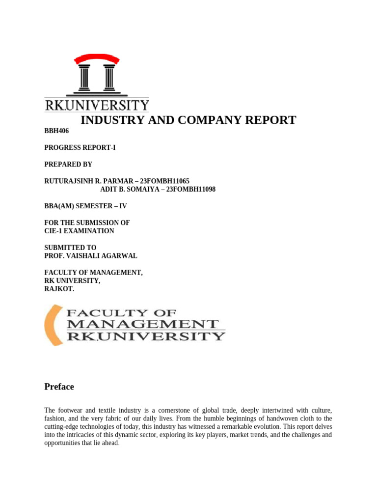 Formatted Industry Company Report | PDF | Textiles | Shoe