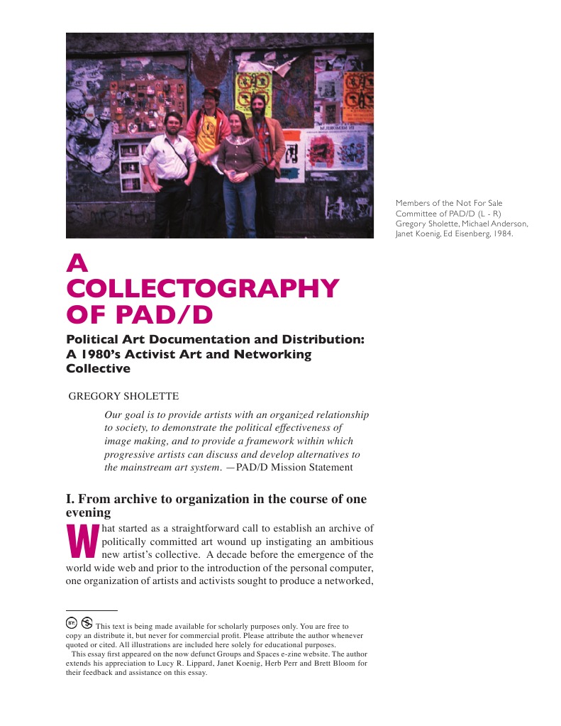 A Collectography of PAD/D by Gregory Sholette | PDF | Art Museum | Museum