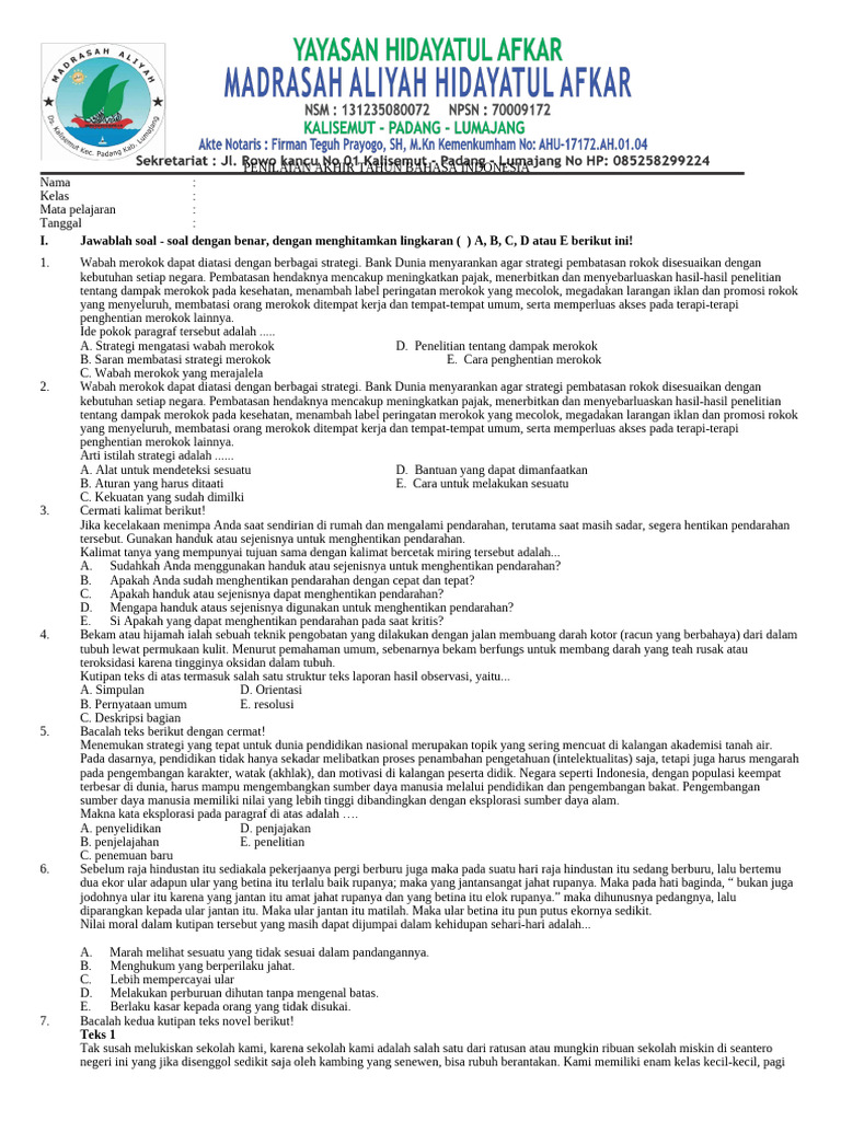 Soal US Bhs Indonesia Kelas XII | PDF