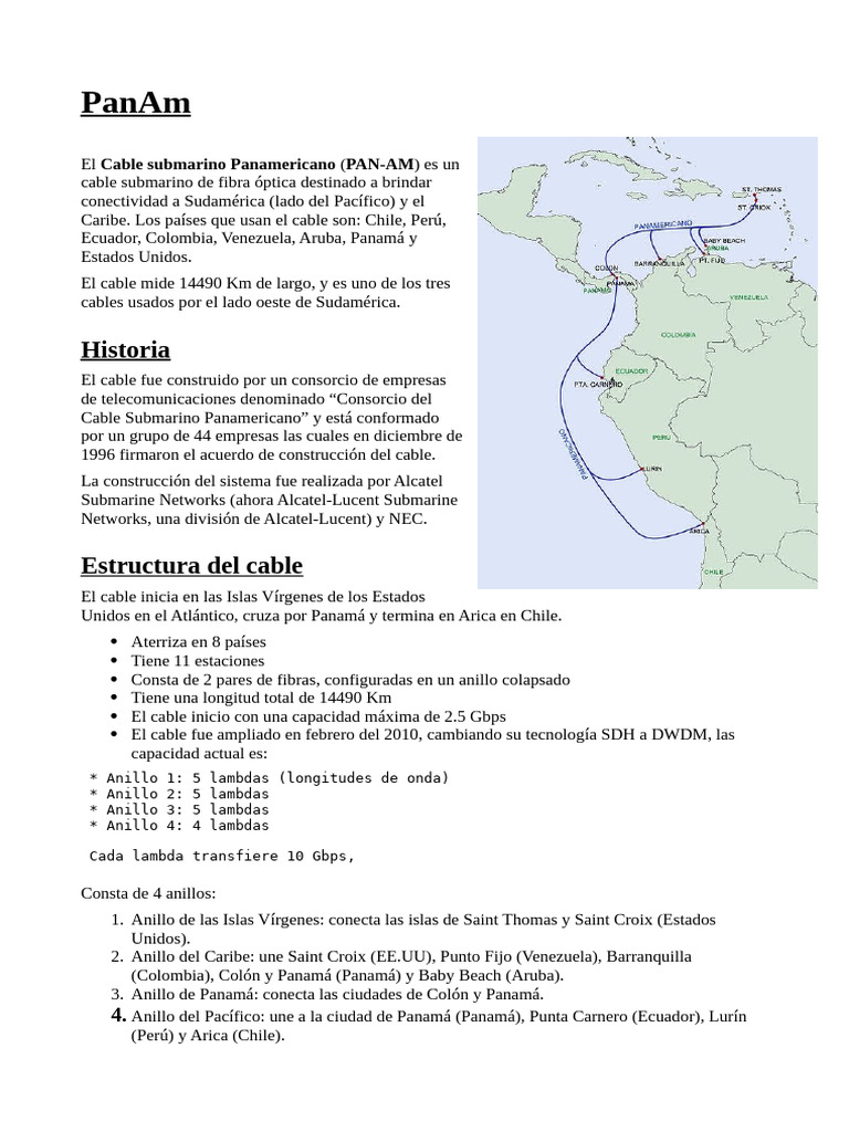 Cable PanAm-Global Crossing | PDF | Electrónica | Industrias de servicio