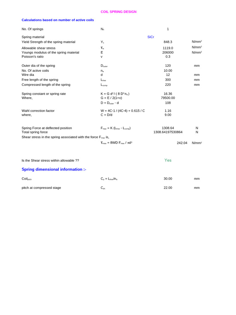 Coil Spring Calculations | PDF | Strength Of Materials | Applied And ...