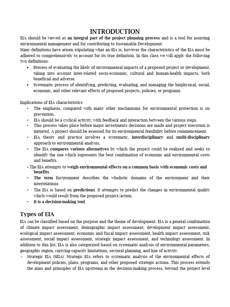 1. EIA. Introduction (1) | PDF | Environmental Impact Assessment ...