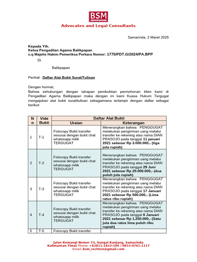 Daftar Alat Bukti M Taufik Lahabu | PDF