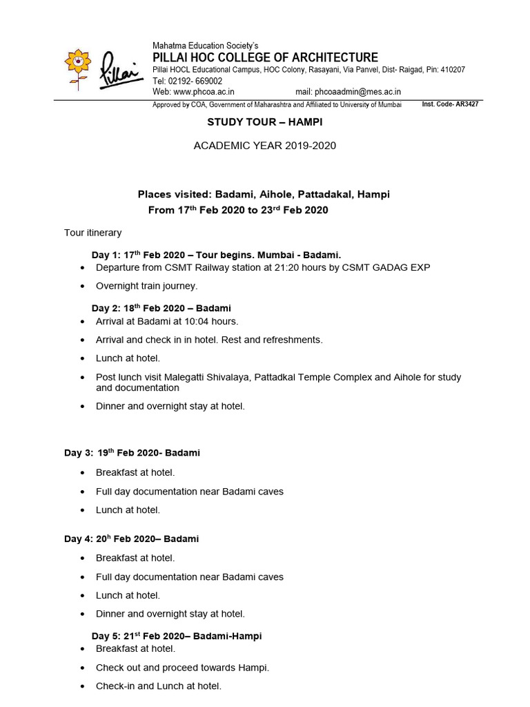 Study Tour Report HAMPI 19 20 | PDF