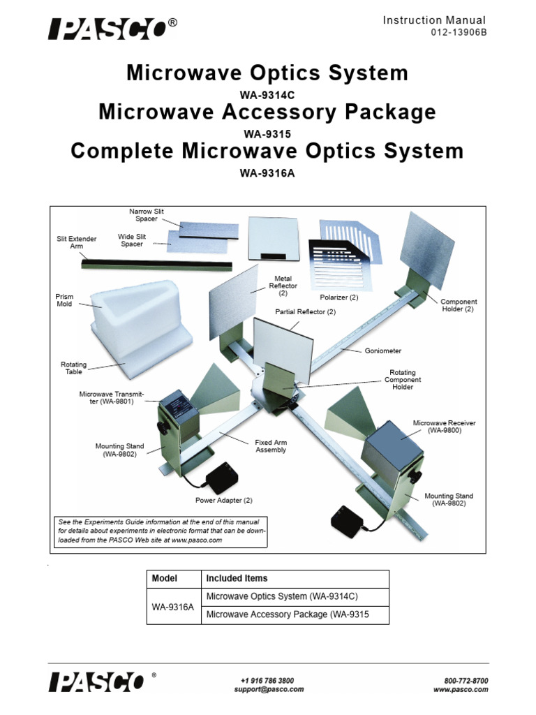 Microwave Optics System Manual WA 9314C | PDF | Microwave | Polarization (Waves)