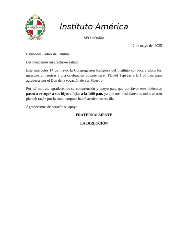 Circular Día Del Maestro | PDF