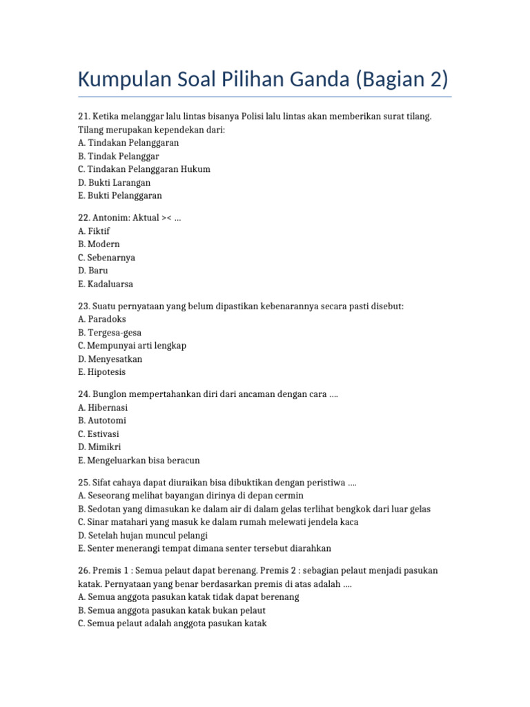 Kumpulan Soal Pilihan Ganda Edukasi | PDF