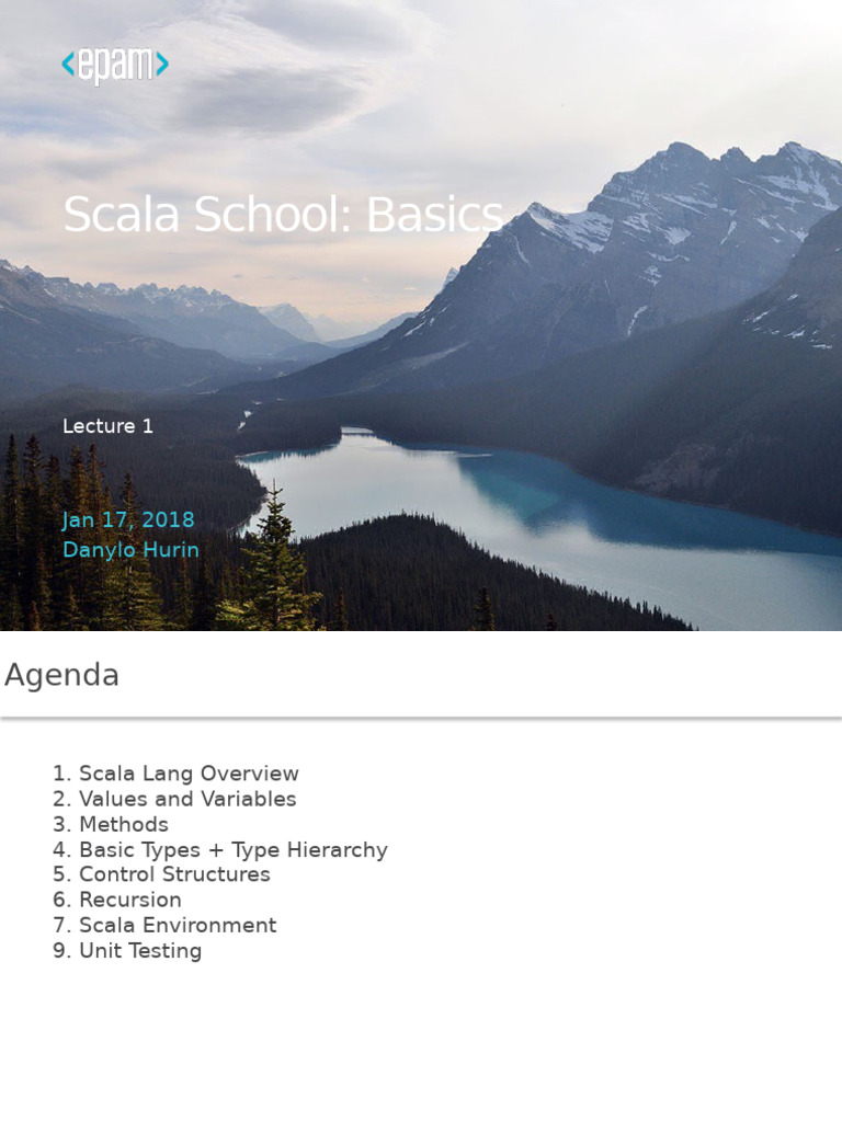 Scala Basics Presentation (Part1) Danylo Hurin | PDF | Scala (Programming Language) | Software ...