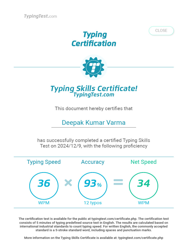 Typing Certification 34 | PDF