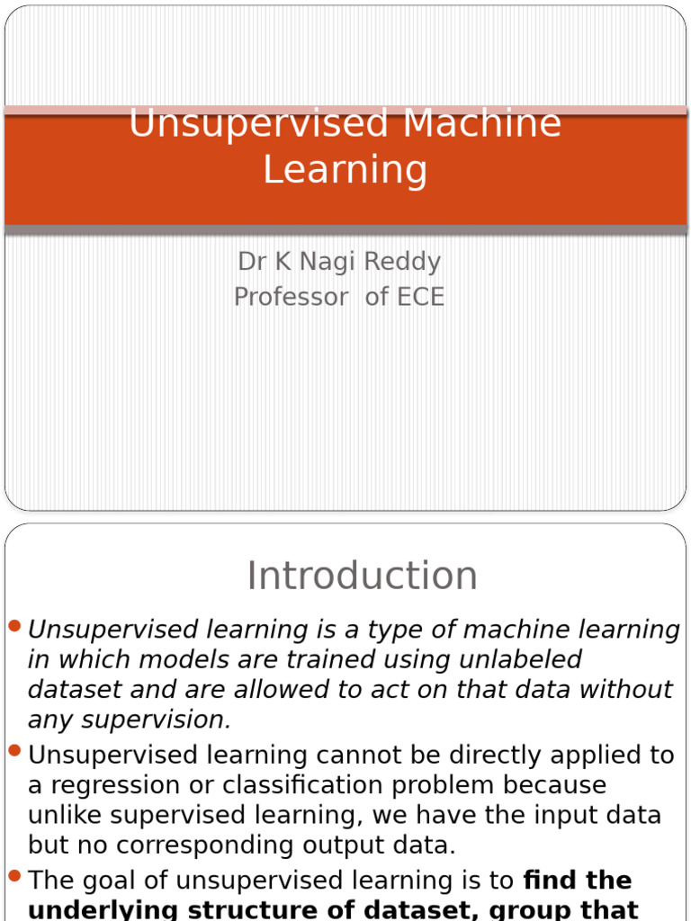 Unsupervised Machine Learning | PDF | Principal Component Analysis | Machine Learning