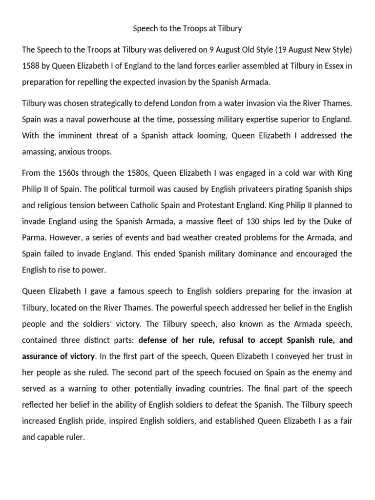 Speech to the Troops at Tilbury | PDF
