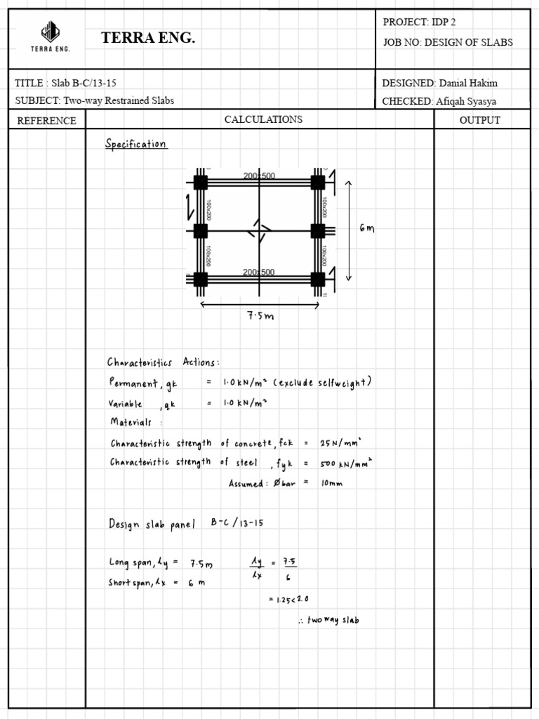 Two-Way Restrained Slab Design B-C/13-15 | PDF | Civil Engineering ...