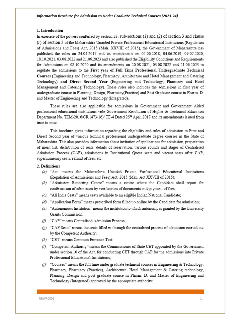 Information Brochure For A Corse in Indian University Based in India | PDF | Educational Stages ...