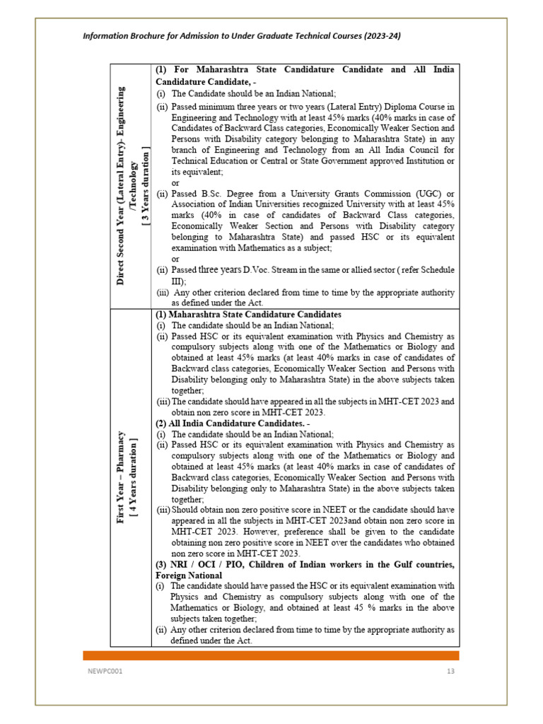 Information Brochure For A Corse in Indian University Based in India | PDF | Educational Stages ...