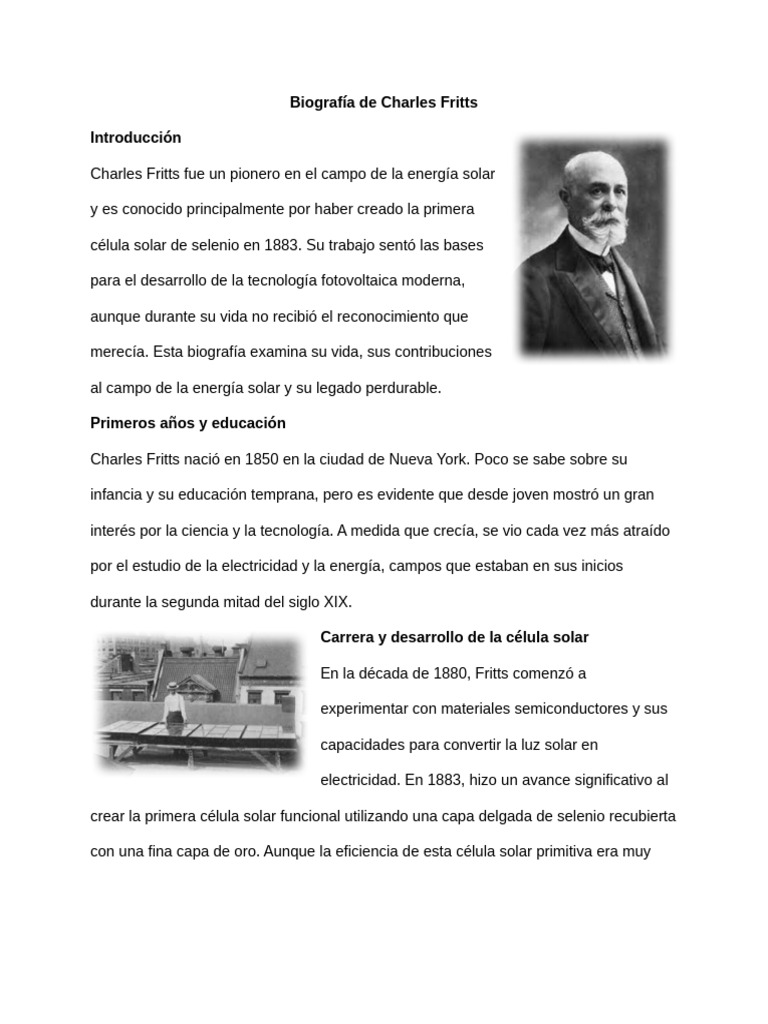 Biografía de Charles Fritts | PDF | Célula solar | Energía solar