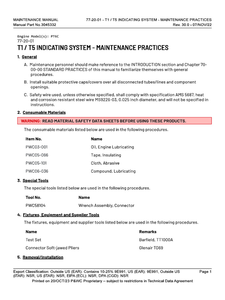 T1 T5 Wiring Harness and Thermocouple PT6C-67C | PDF