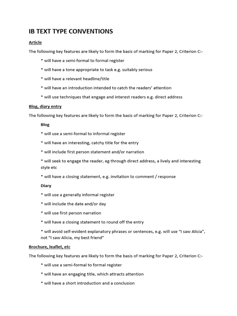 Ib Text Type Conventions | PDF | Human Communication | Communication