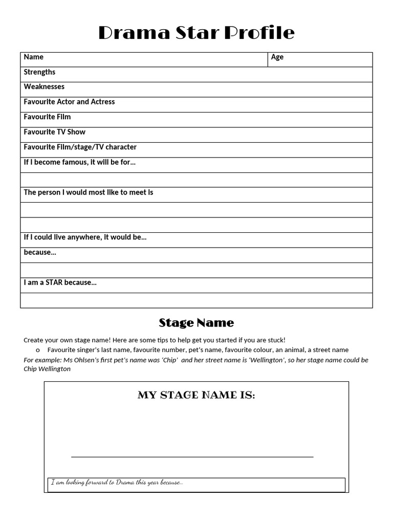 Drama Star Profile | PDF