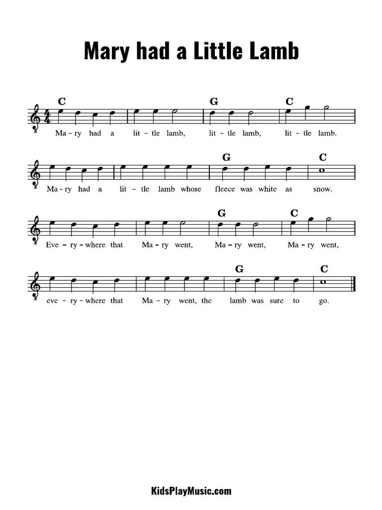 Mary Had A Little Lamb Guitar Sheet Music | PDF