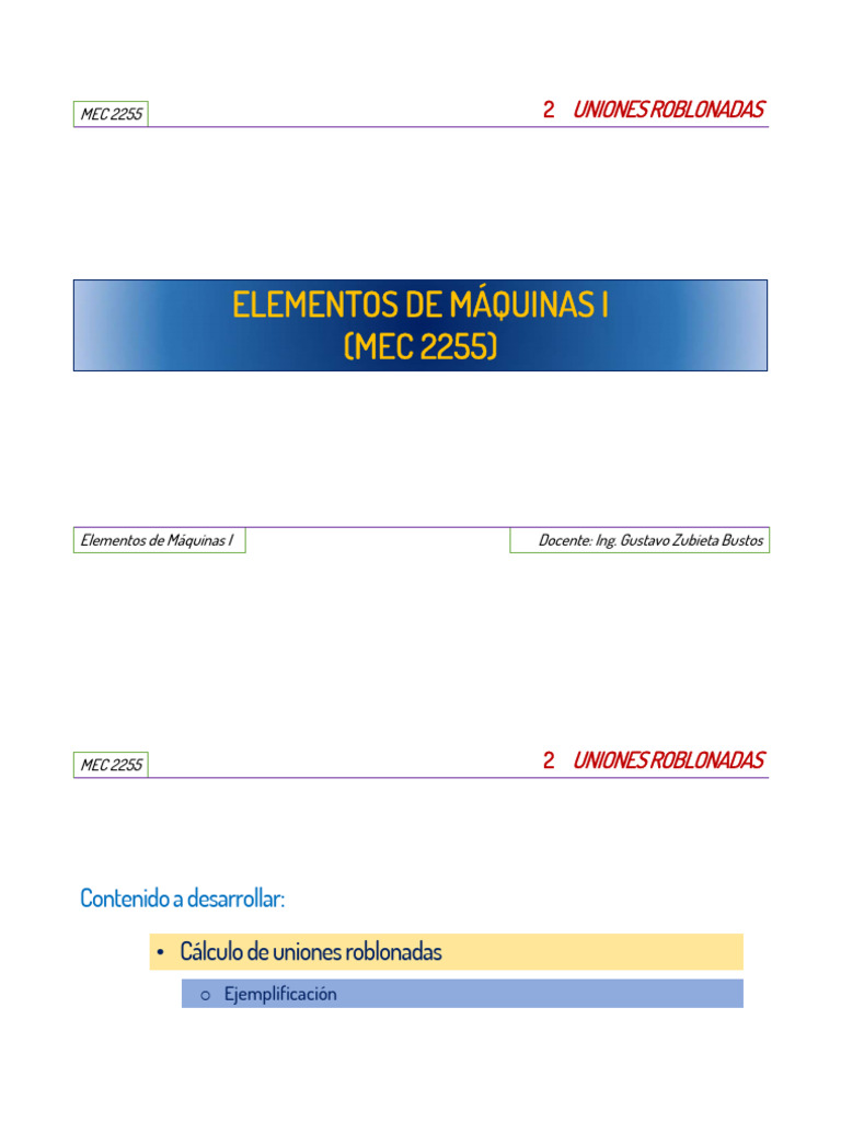 ELM U2-Sec 2.3 Cálculo de Uniones Roblonadas - Continuación | PDF ...