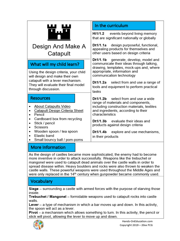 Design and Make A Catapult | PDF | Castle