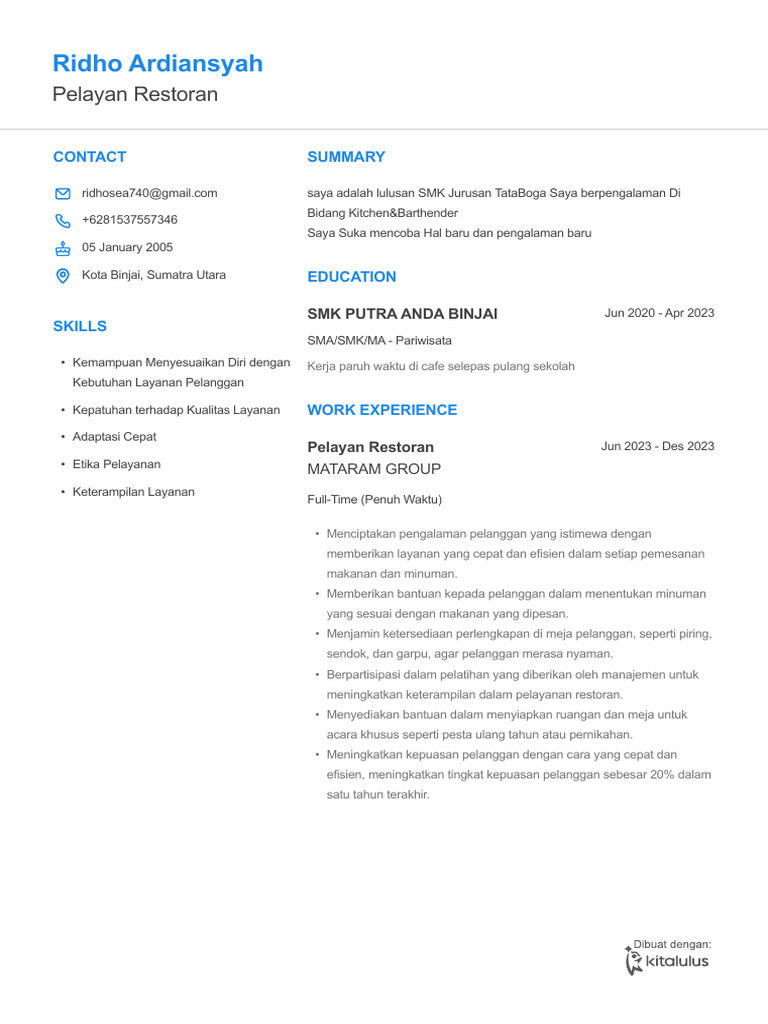 Ridho Ardiansyah - KitaLulusCV-1 | PDF