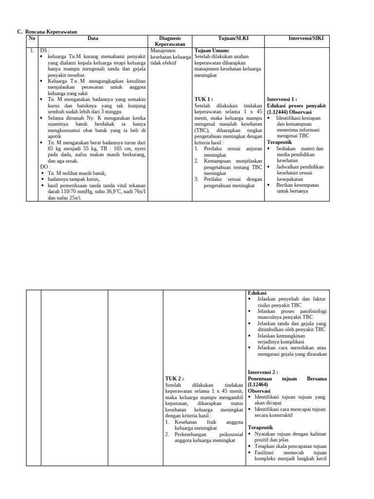 Contoh Rencana Keperawatan Keluarga | PDF