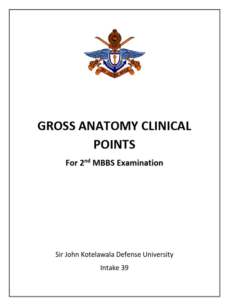 Gross Anatomy Clinical Points-Intake 39 | PDF | Elbow | Thorax